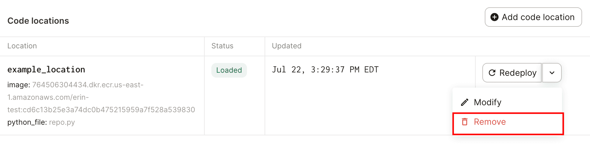 Managing code locations in Dagster Cloud | Dagster Docs