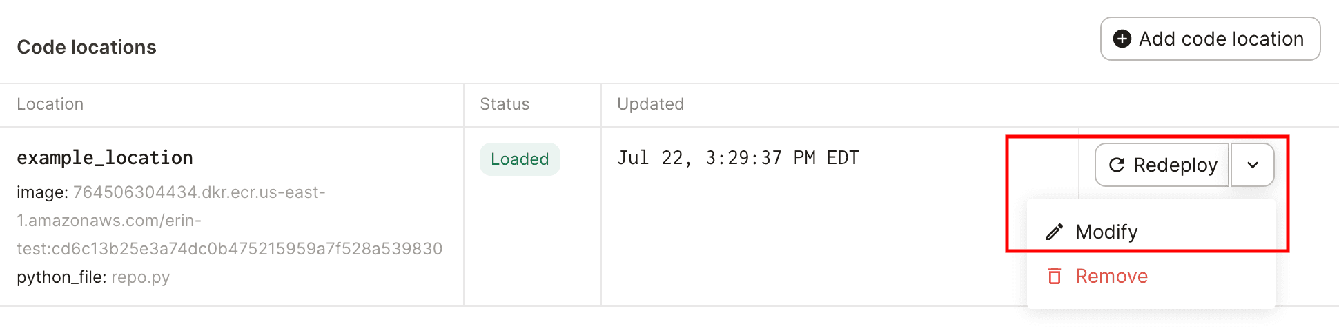 Managing code locations in Dagster Cloud | Dagster Docs